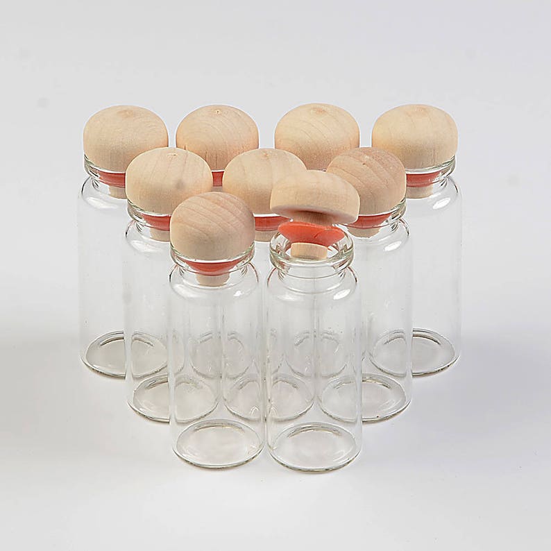 12ml 225512.5mm 100pcs Transparent Glass Jars With Hardwood | Etsy