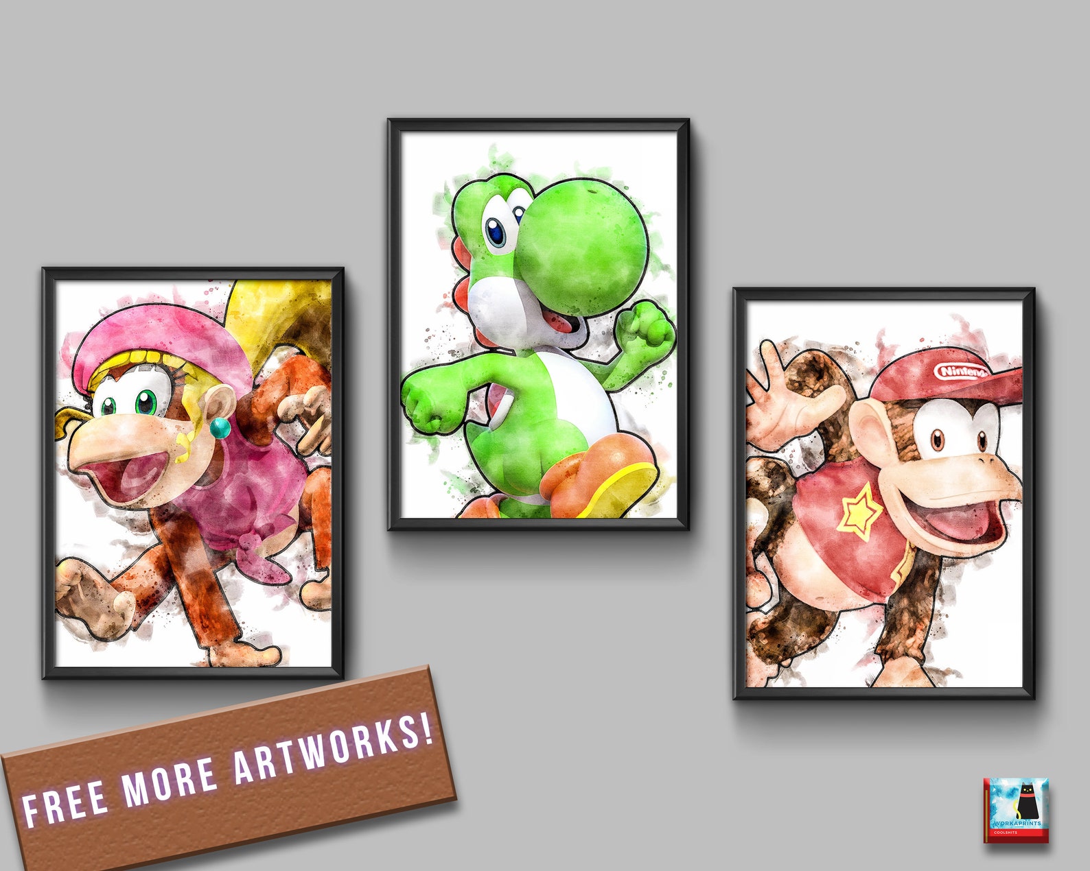 Set of 5 Super Mario PRINTABLE Watercolor Room Decor Wall Art - Etsy