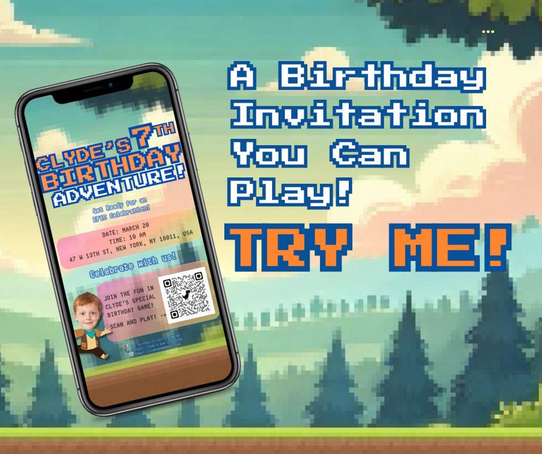 Interactive Digital Party Card, Kids Event Link Experience, Editable ...