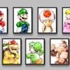 Set of 5 Super Mario PRINTABLE Watercolor Room Decor Wall Art Poster ...