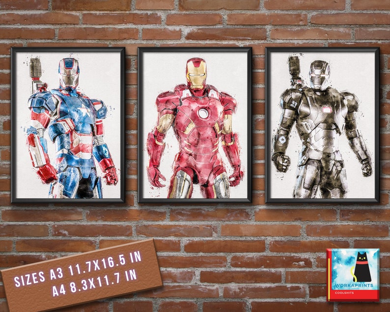 Iron Man PRINTABLE Poster Set of 3 Room Decor Wall Art Poster | Etsy