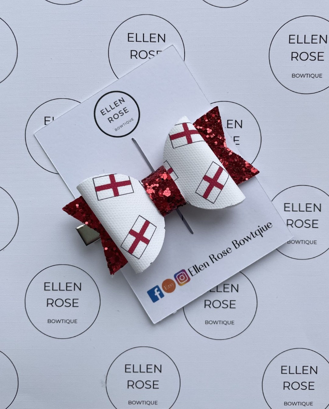Euros Hair Bow, England Hair Bow, St. George's Flag, Football Hair Bow ...