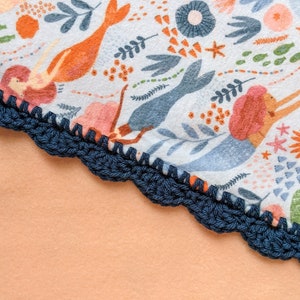 Baby Blanket, Crochet Border, Unique Baby Shower Gift, Mermaids, Baby ...