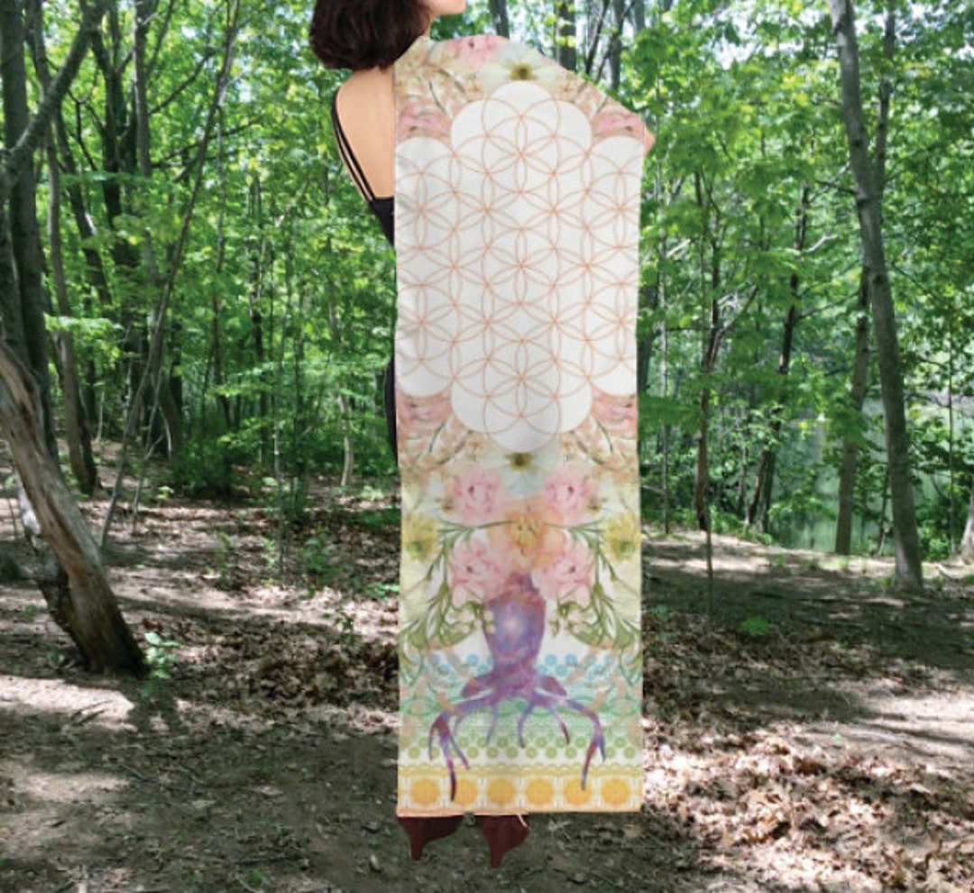 Silk Altar Cloth: Litha Summer Solstice Pagan Scarf, Flower of Life - Etsy