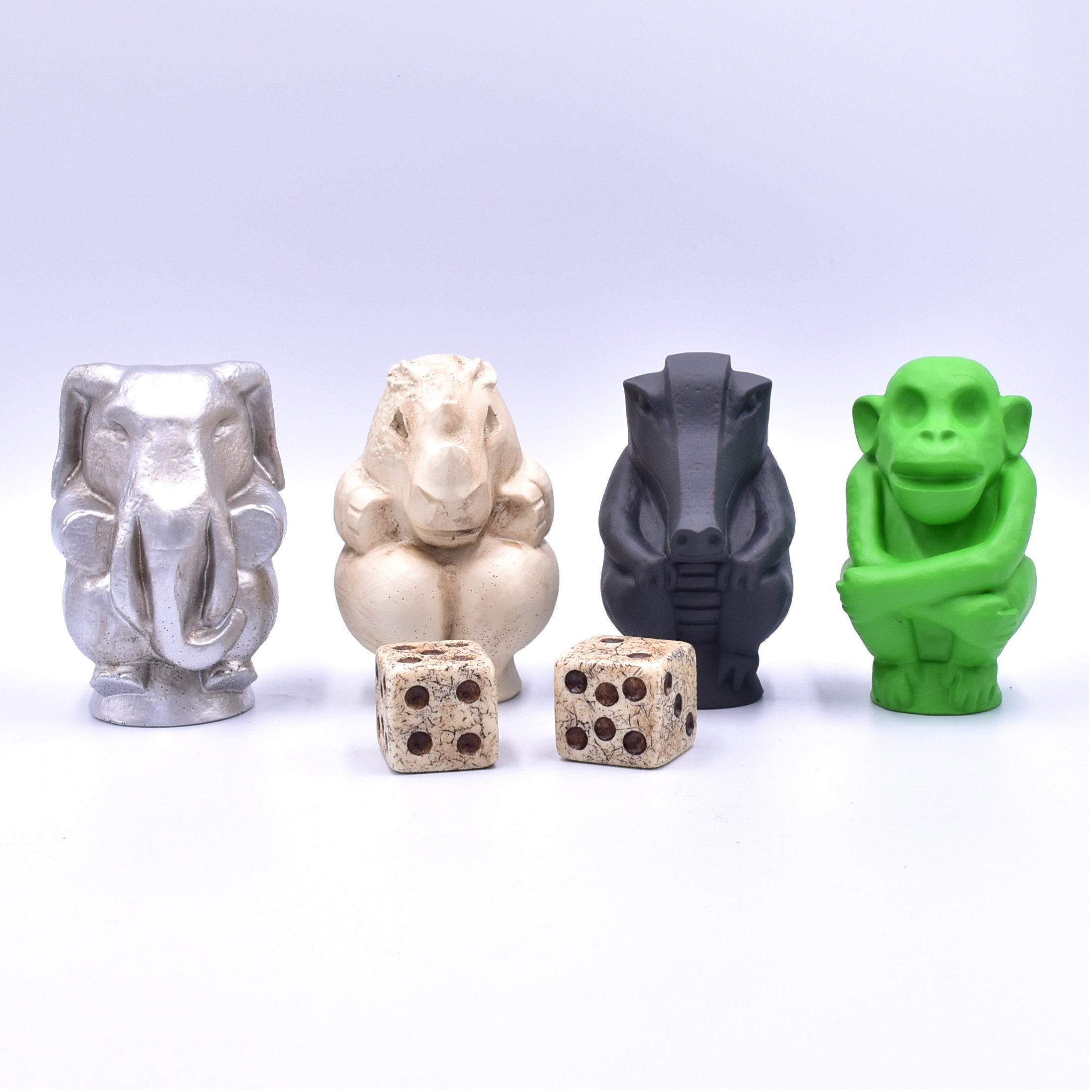 DELUXE Jumanji Board Game Pieces Statue Set + Dices , 4" (9,5 Cm) , Set ...