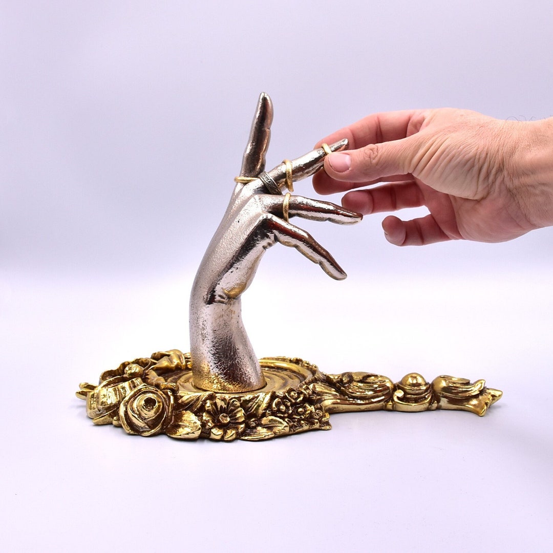 Hand Sculpture Ring Holder, Silver Hand Decor, Mirror Wall Decor ...