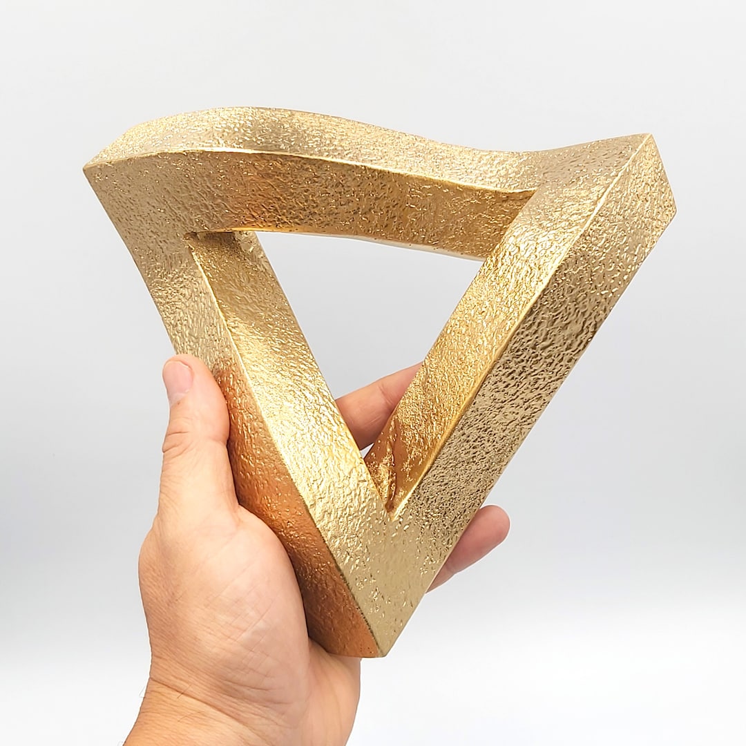 NO 3D Printed, Penrose Triangle Sculpture Optical Illusion Figure Home ...