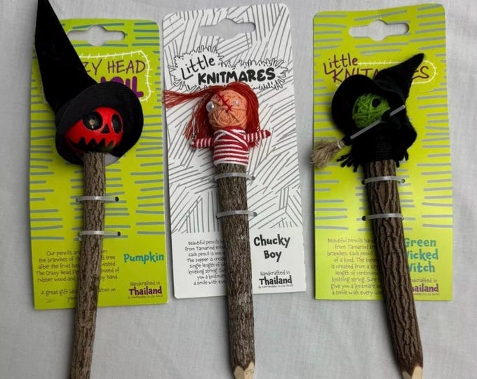 3 Crazy Head & Little Knitmares Pencil/ Pumpkin/ Chucky Boy / Green ...