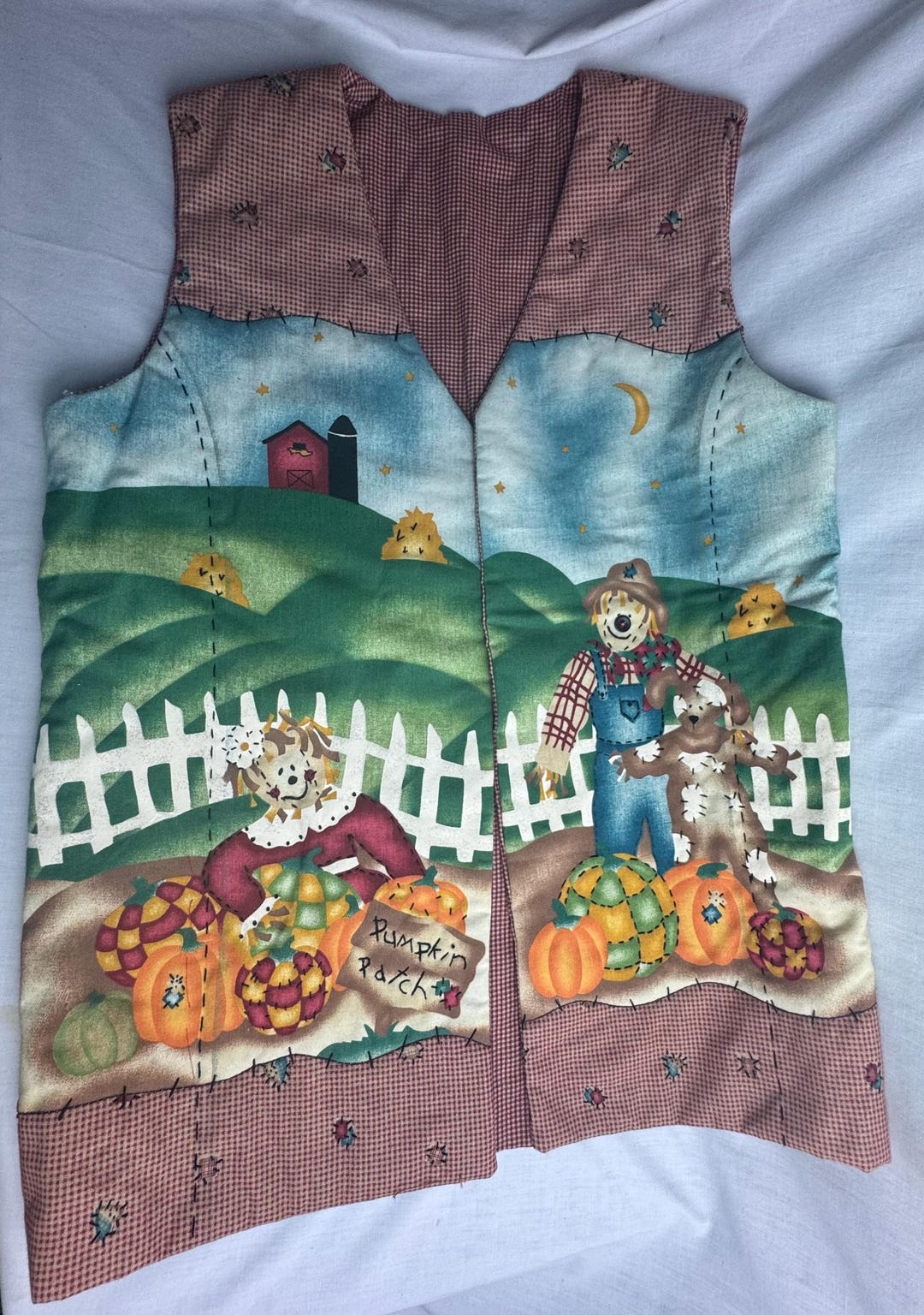 Fall/autumn Harvest Pumpkins and Scarecrows Reversible Quilted Vest - Etsy