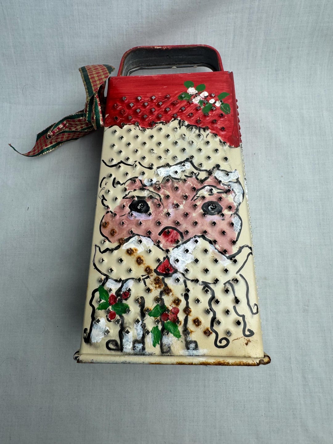 Vintage Hand Painted Rustic Santa Cheese Grater Christmas Decor - Etsy