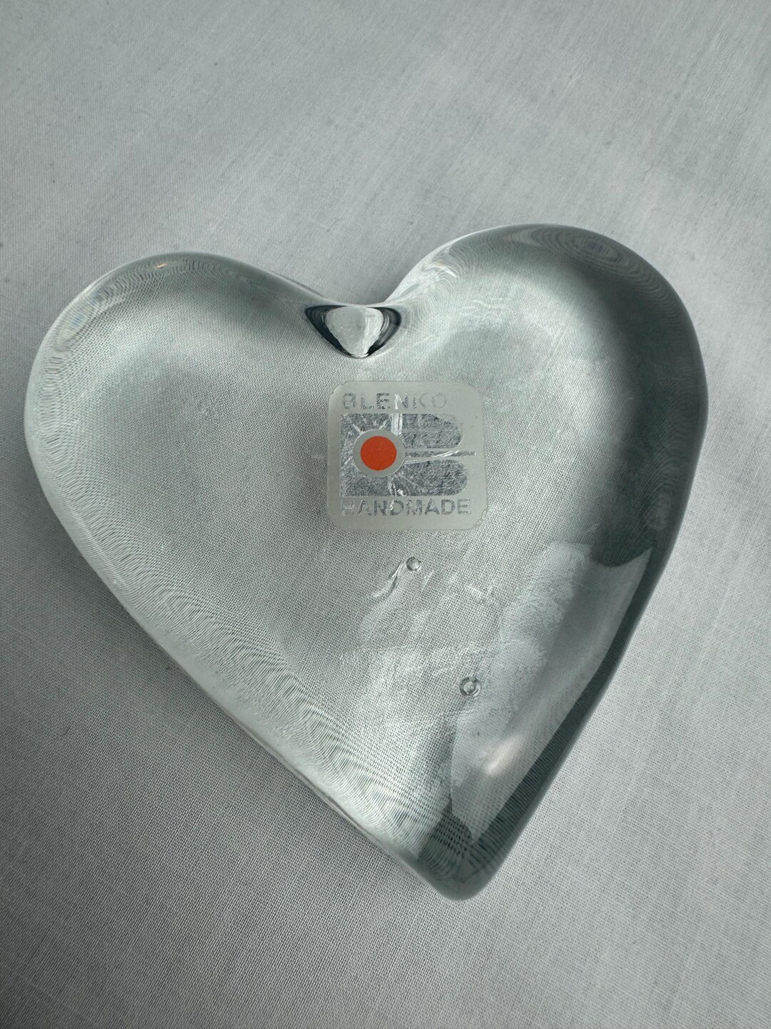 Vintage Blenko Glass Heart Paperweight Crystal 902 - Etsy