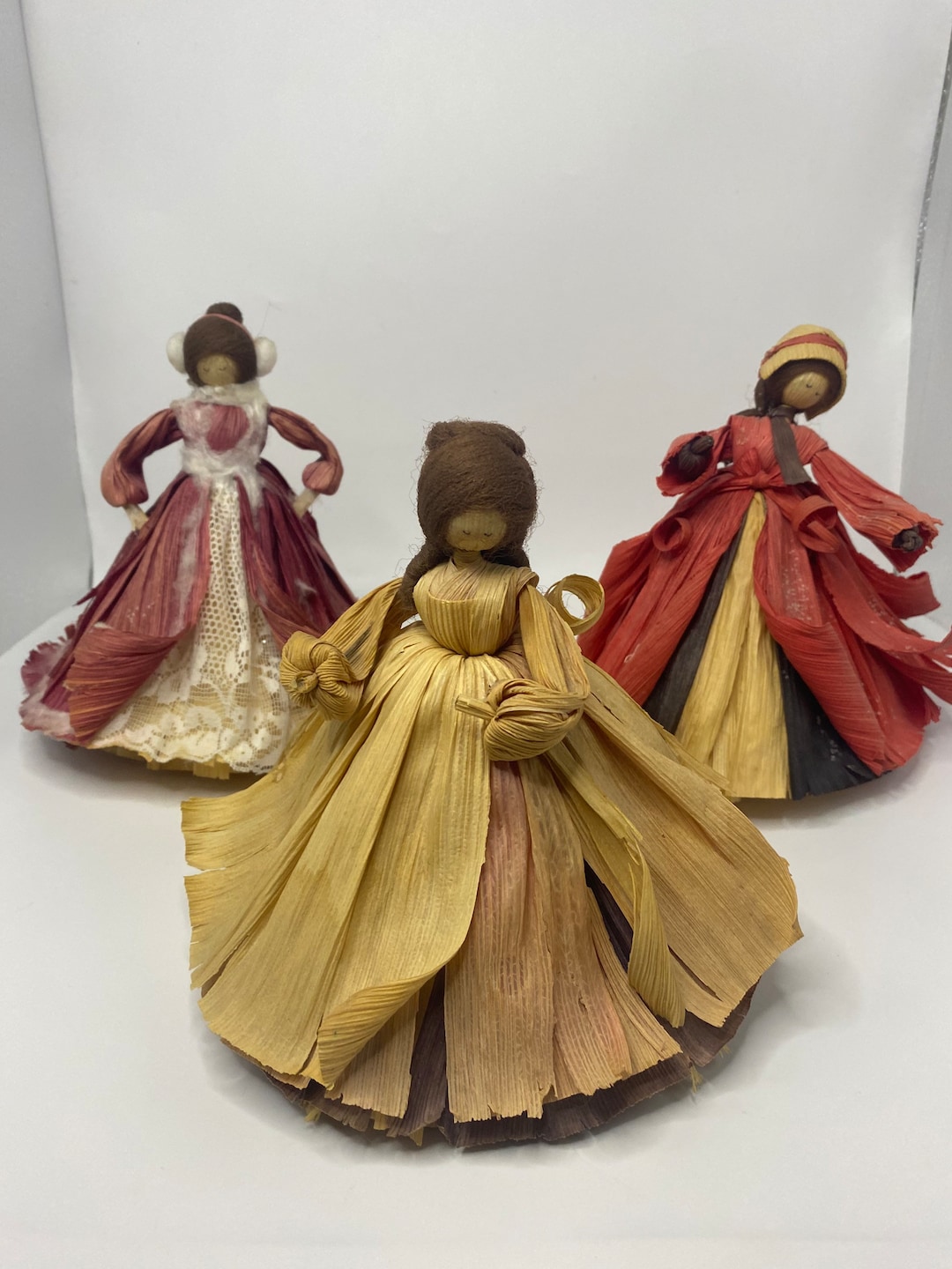 Vintage Little Women Corn Husk Dolls/beautiful Exquisitely Detailed ...