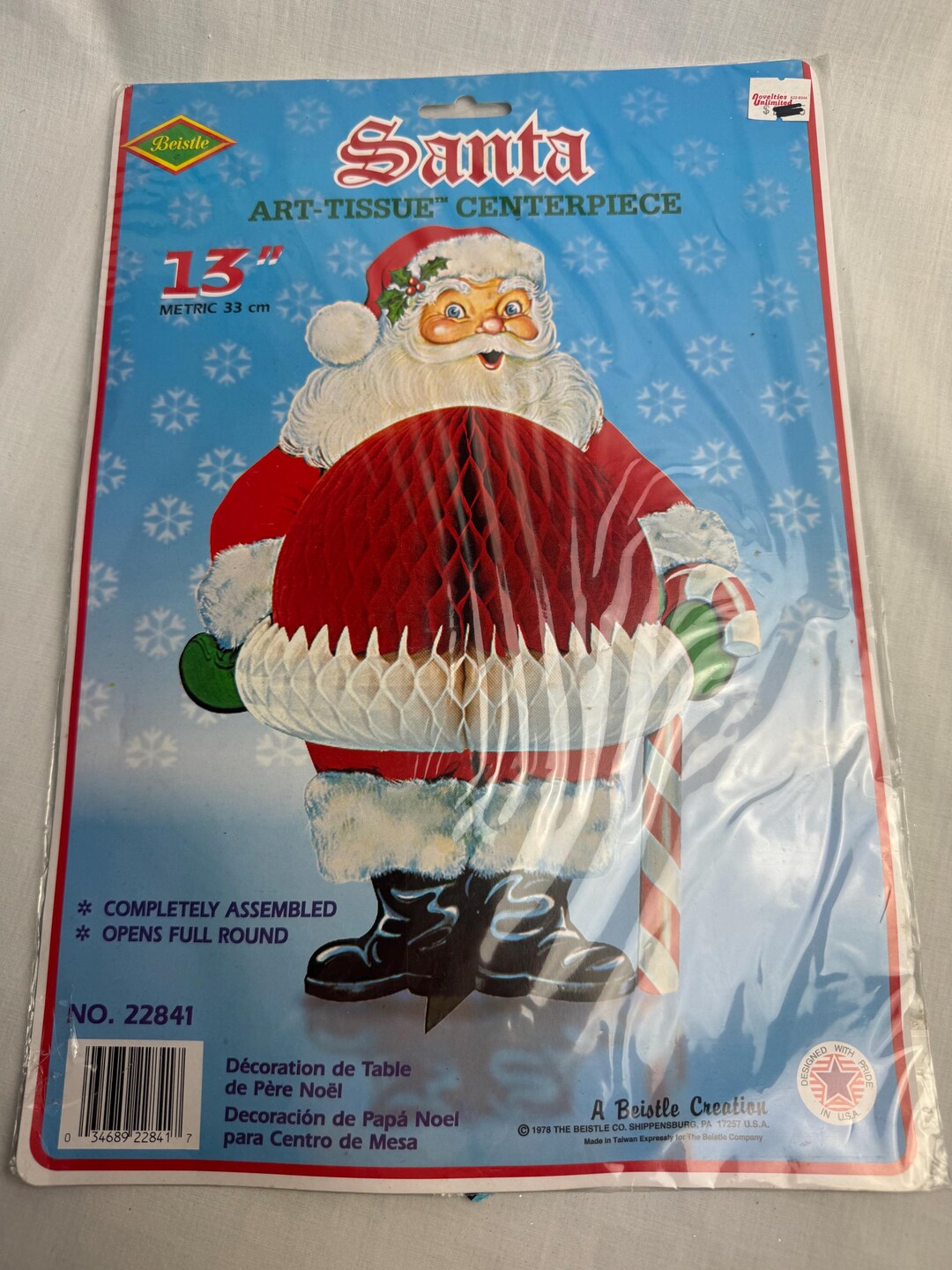 Vintage Beistle Co Santa Centerpiece Honeycomb Tissue Paper Accordian ...