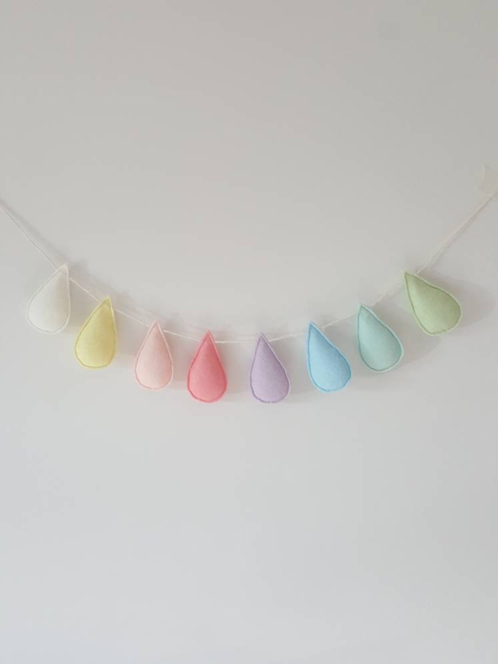 Scandi Rainbow Raindrop Garland, Droplet Garland, Felt Garland, Nursery ...