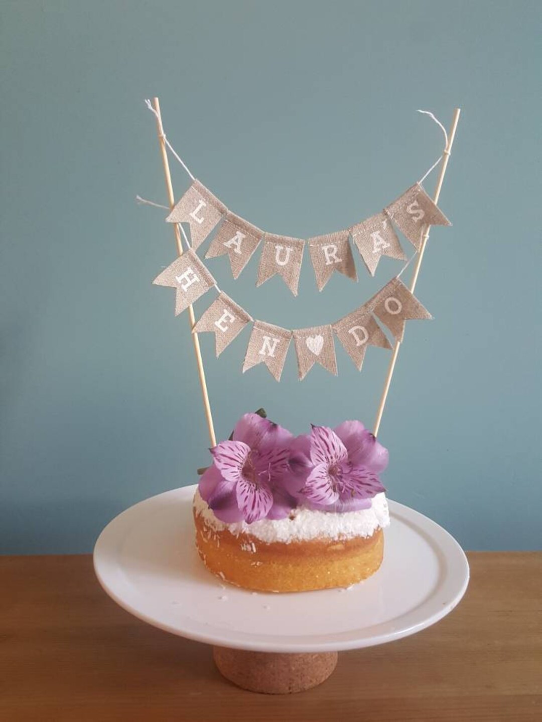 Hessian Cake Topper, Hen Do Cake Bunting, Custom Hen Do, Burlap Cake ...