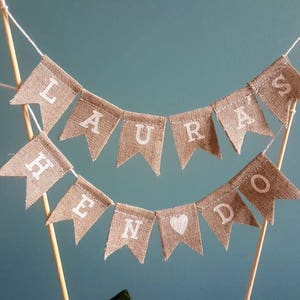 Hessian Cake Topper, Hen Do Cake Bunting, Custom Hen Do, Burlap Cake ...