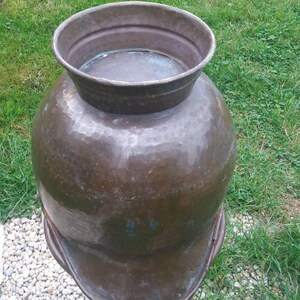 Large Antique Copper Coal Bucket Scuttle Log Basket Jardiniere Wood ...
