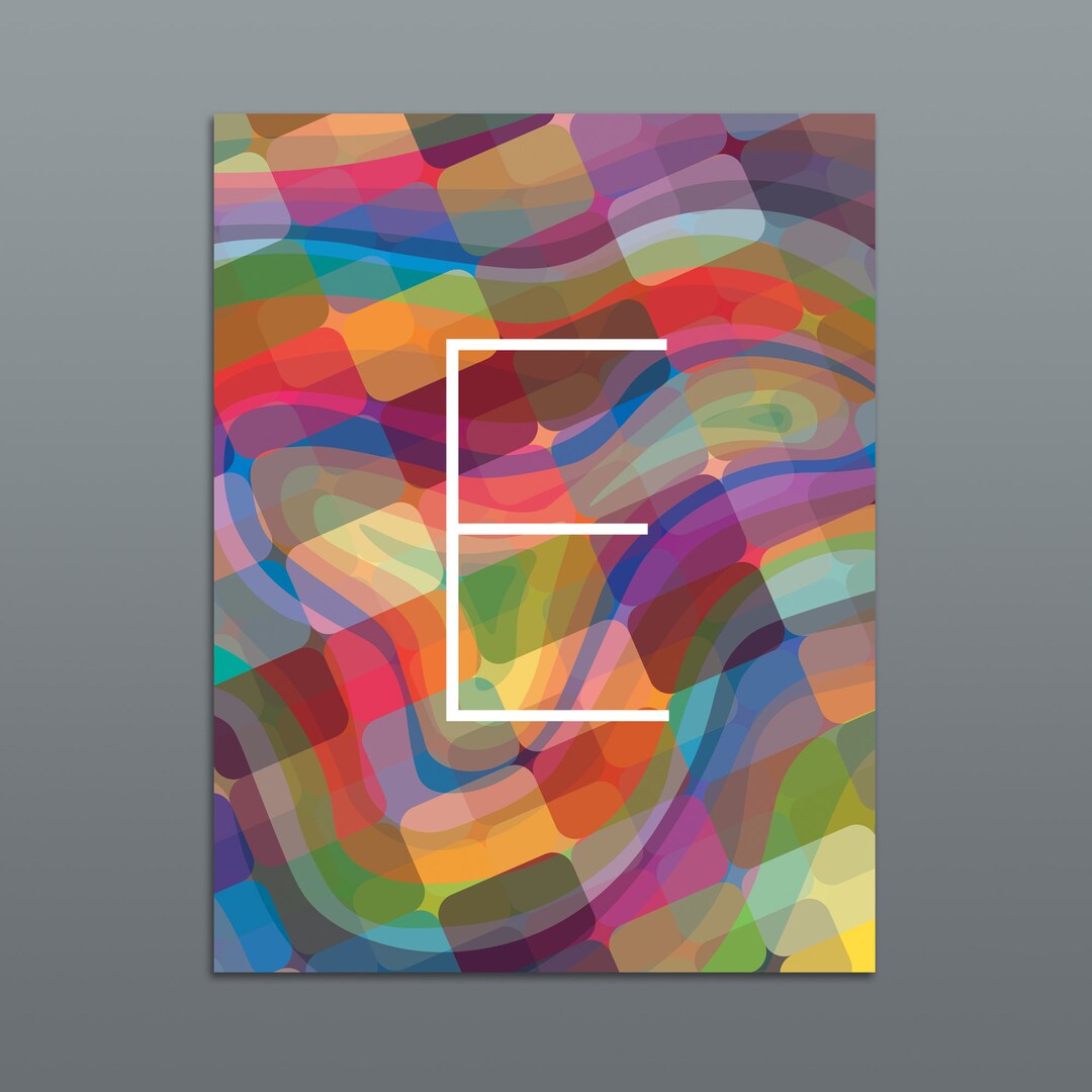 Viscous Blocks Psychedelic Pattern, Personalized Letter Wall Art ...