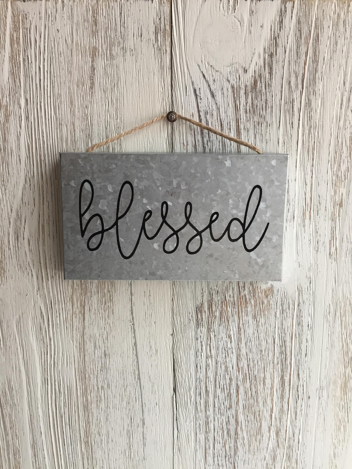 Galvanized Metal Blessed Hanging Wall Sign Metal Wall Sign - Etsy