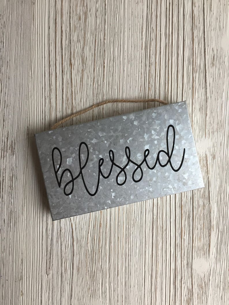 Galvanized Metal Blessed Hanging Wall Sign Metal Wall Sign - Etsy