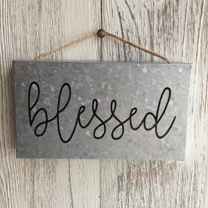 Galvanized Metal Blessed Hanging Wall Sign Metal Wall Sign - Etsy