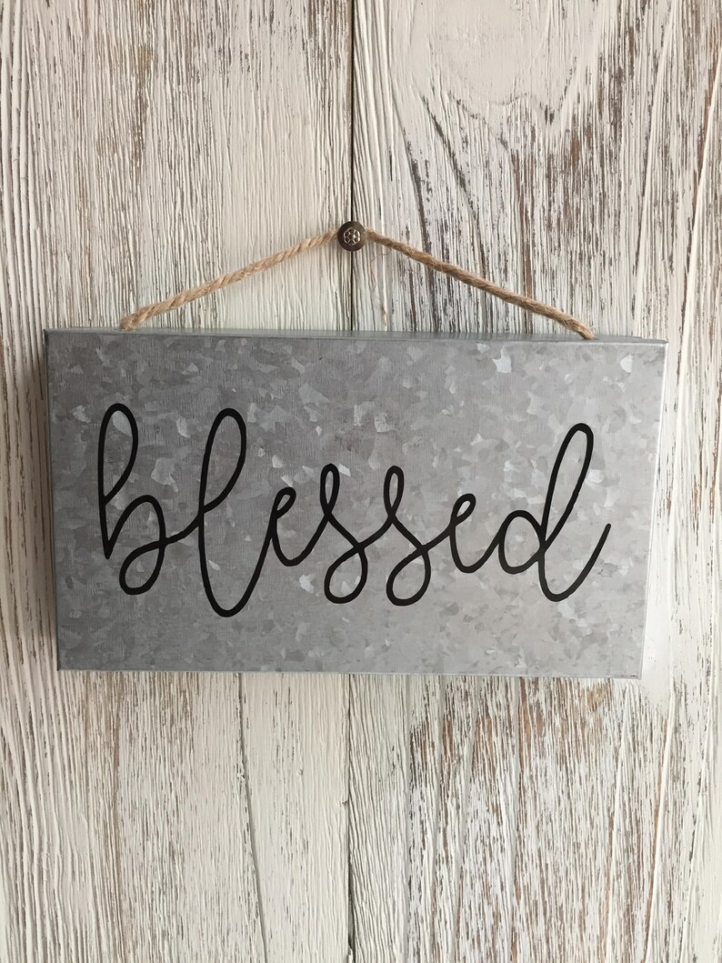 Galvanized Metal Blessed Hanging Wall Sign Metal Wall Sign - Etsy