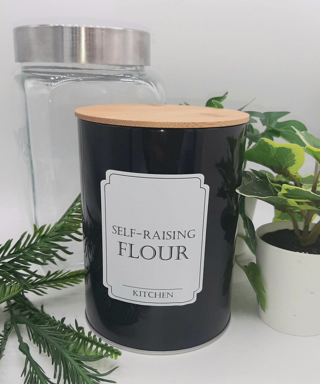 Self Raising Flour Baking Storage Labels, White and Black, Grey Marble ...