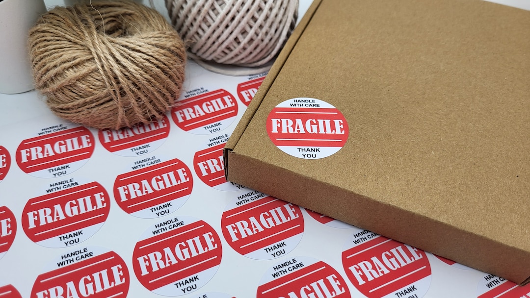 FRAGILE Handle With Care, Breakable Post, Do Not Bend, Warning Label ...
