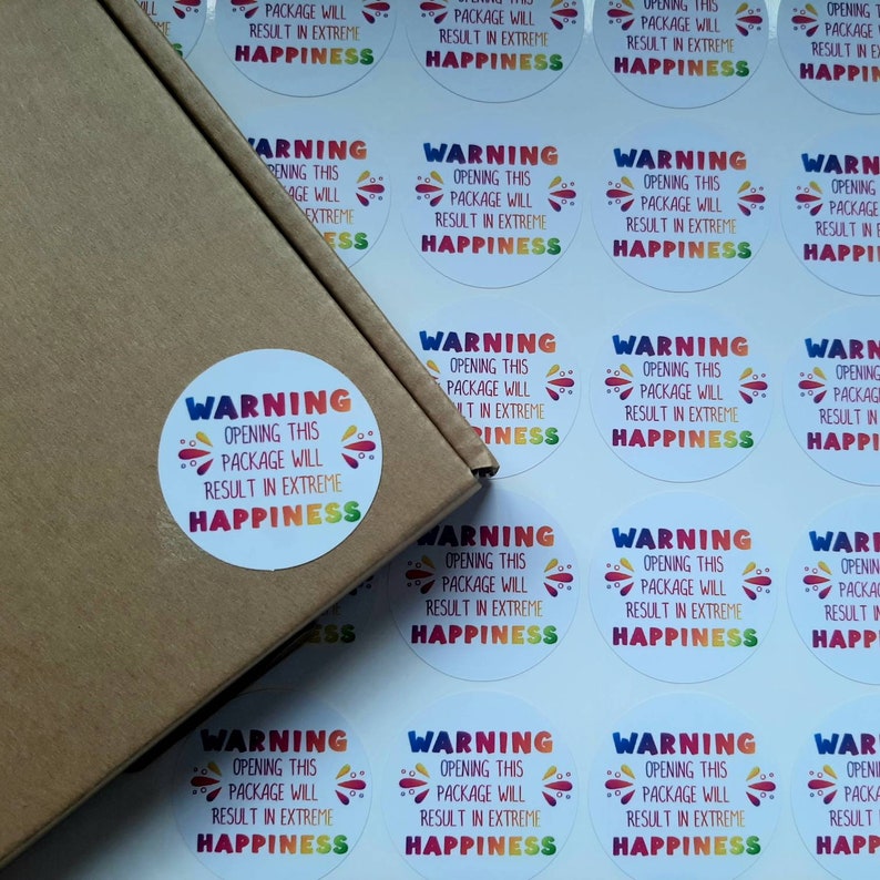 Rainbow Warning Contains Happiness Stickers for Handmade - Etsy