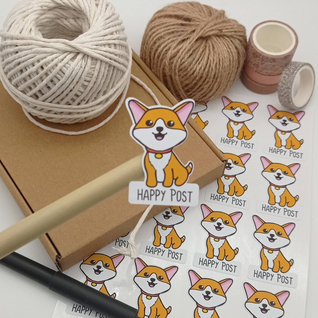 Cute Corgi Happy Post Stickers. Cute Happy Post Happy Mail - Etsy