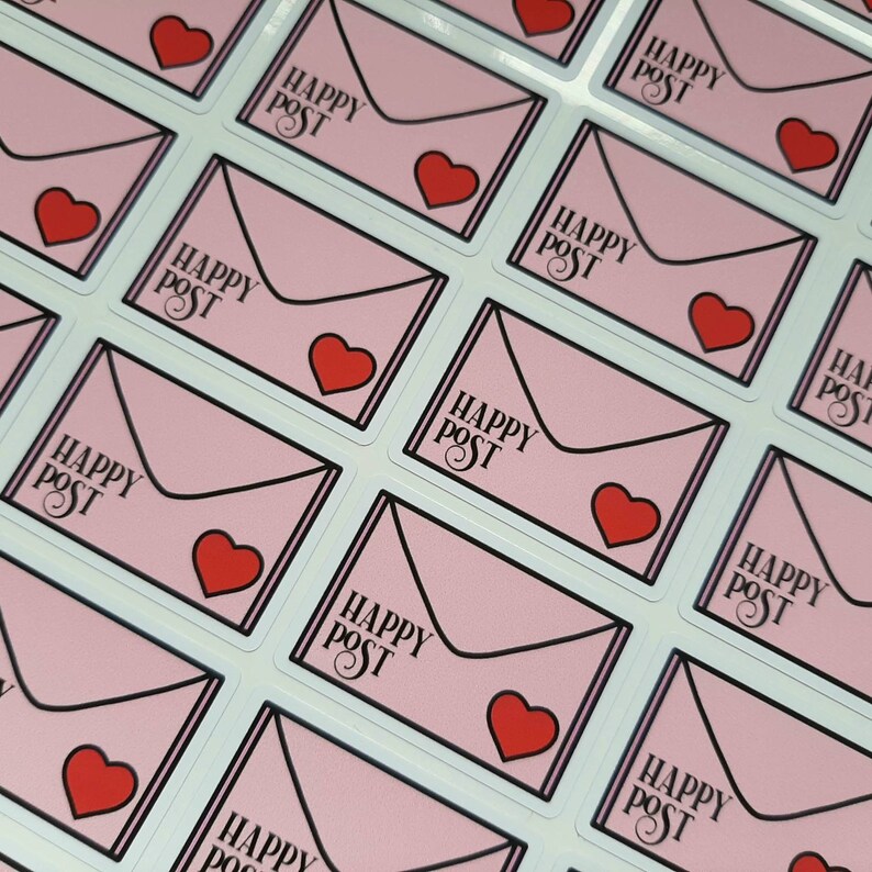 Die Cut Pink Envelope Stickers. Cute Happy Post, Happy Mail Labels. - Etsy