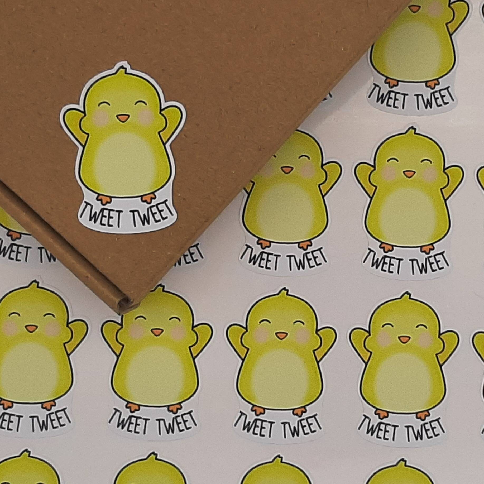Die cut Easter chick stickers. Tweet tweet. Cute happy post | Etsy