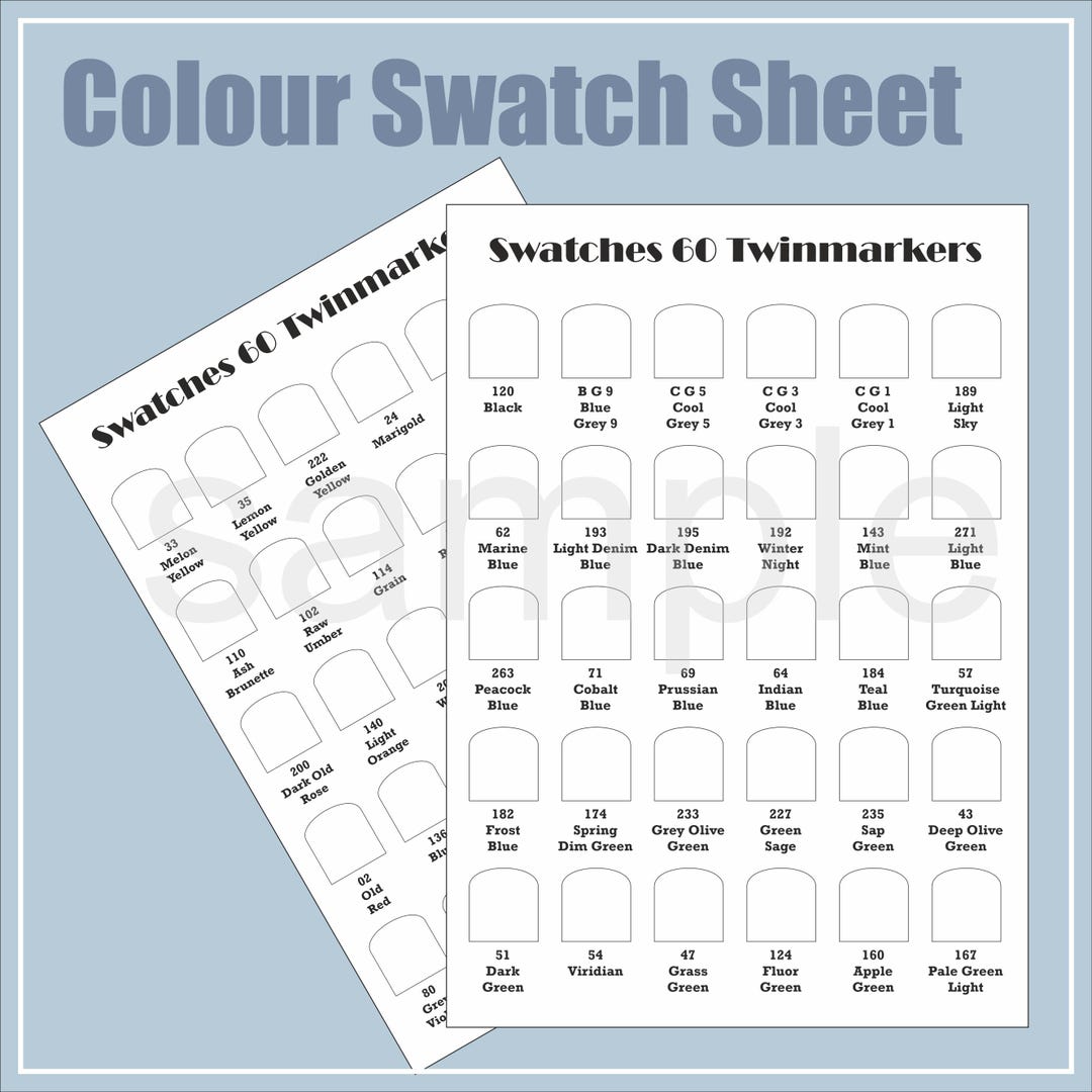 INSTANT DOWNLOAD, Alcohol Marker Swatch Sheet, 60 Markers Deco Time - Etsy