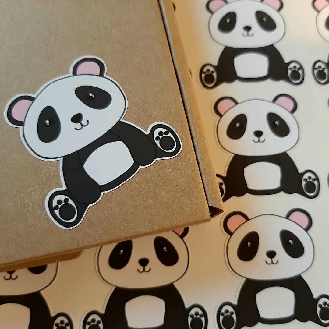 Die Cut Cute Panda Bear Packaging Stickers. Cute Happy Post, Happy Mail ...