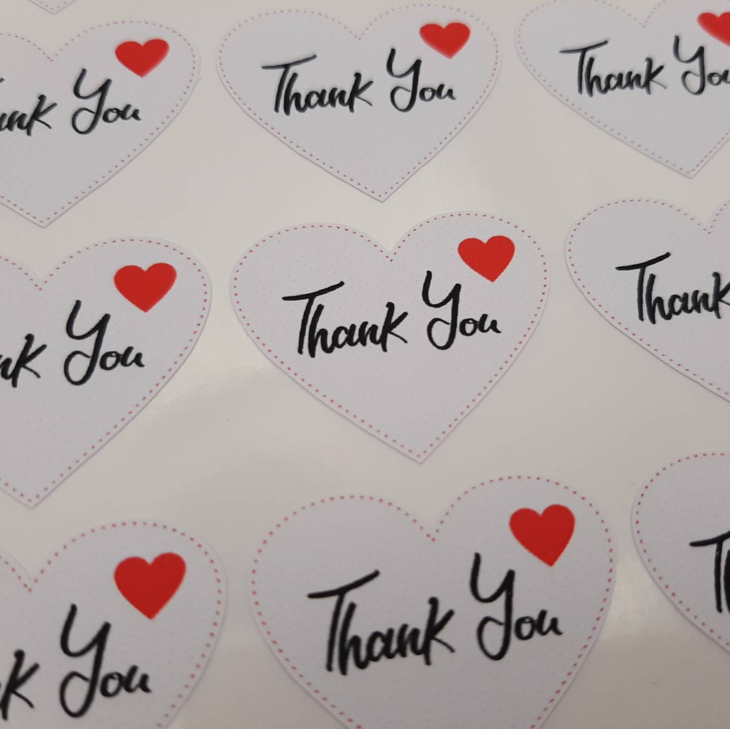 Thank You Heart Shaped Vinyl Stickers Handmade Etsy