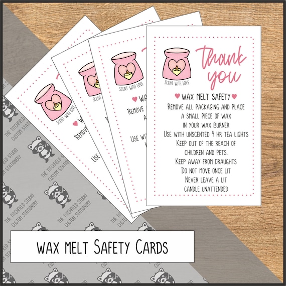 Wax Melt Safety Cards Wax Melt Burner Business Cards Thank - Etsy
