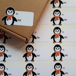 Die Cut Cute Penguin Present Gift Tag Christmas Packaging Stickers ...