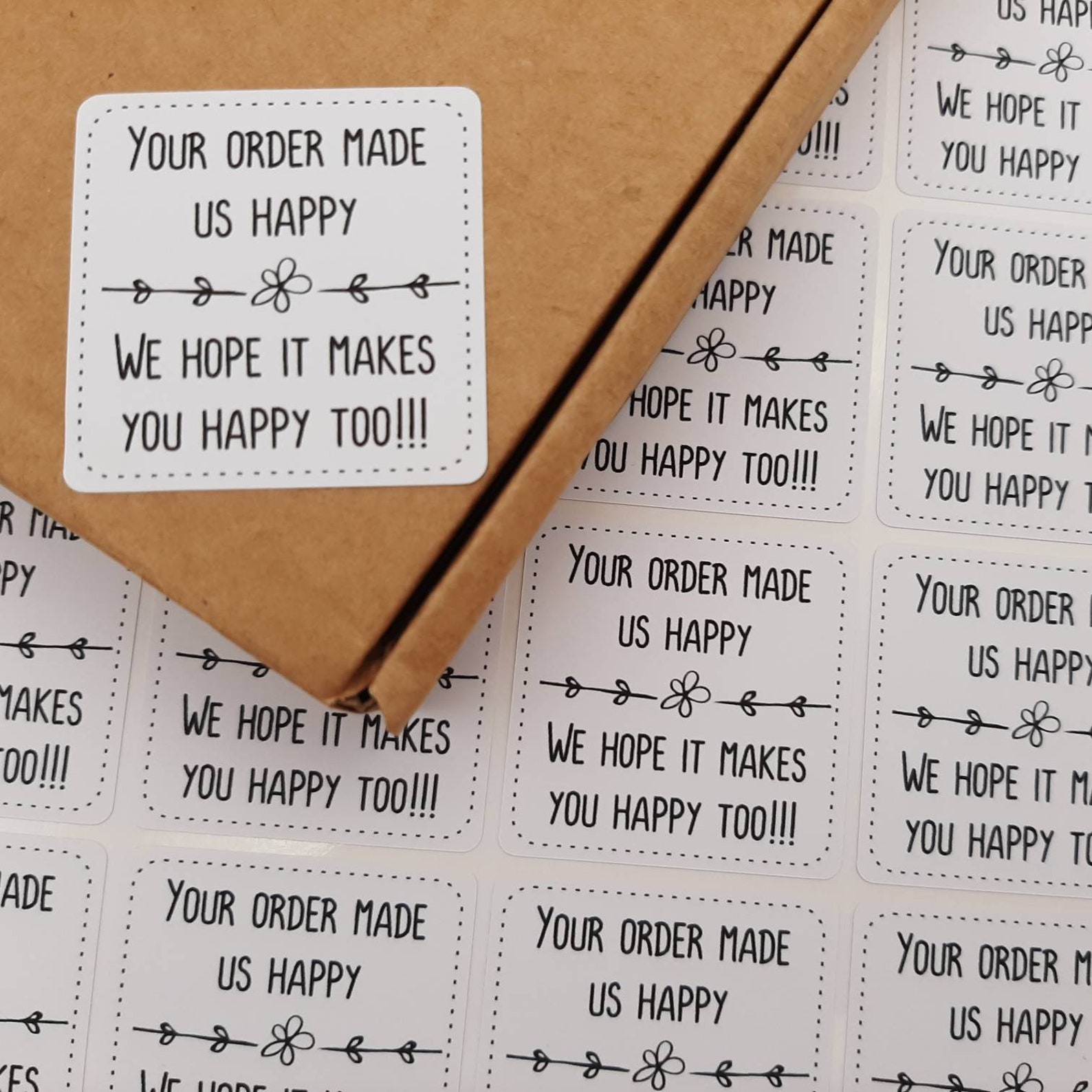 Your Order Made Us Happy Handmade Vinyl Stickers Handmade - Etsy UK