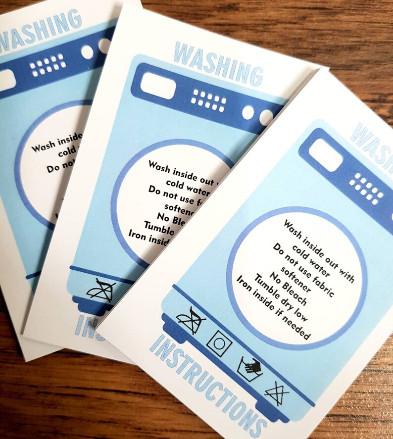Laundry washing care cards. Clothing tags business washing | Etsy