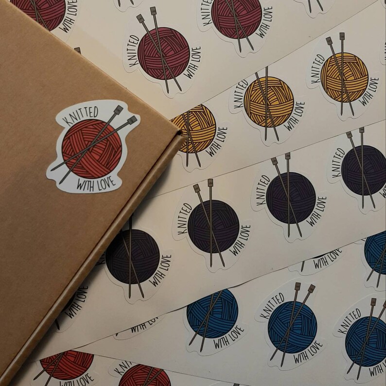 Knitted With Love Postage Stickers Knitting Stickers Happy - Etsy