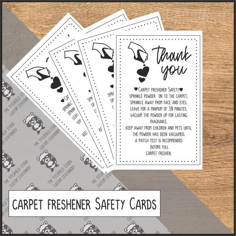 Carpet Freshener Safety Cards Wax Melt Burner Business Cards, Thank You ...