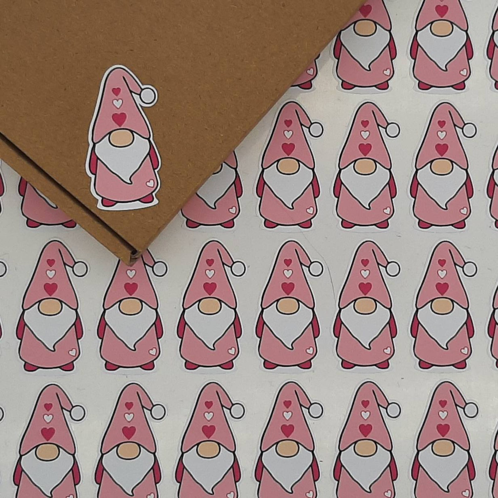 Pink Gonk Gnome Packaging Stickers. Cute Happy Post Happy | Etsy