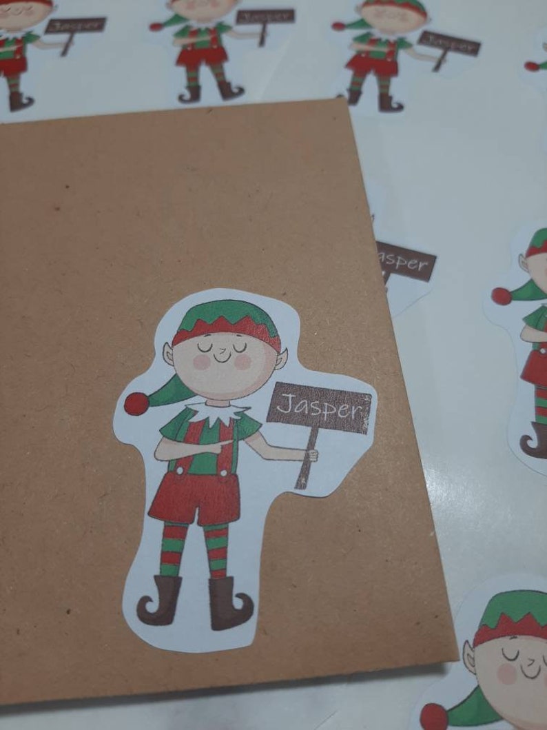 Christmas gift personalised stickers labels elf labels custom | Etsy
