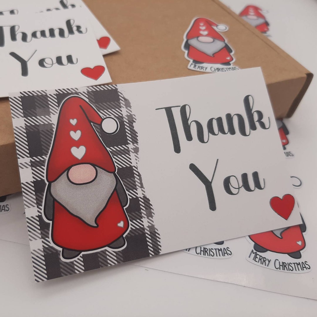 Christmad Thank You Gonk Gnome Elf Business Cards Thank You - Etsy