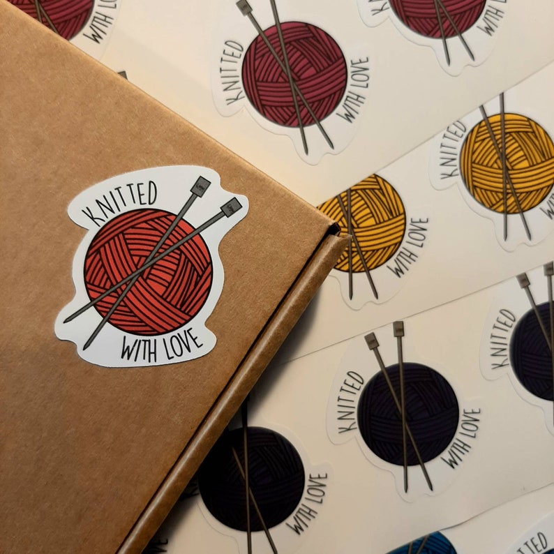 Knitted With Love Postage Stickers Knitting Stickers Happy - Etsy