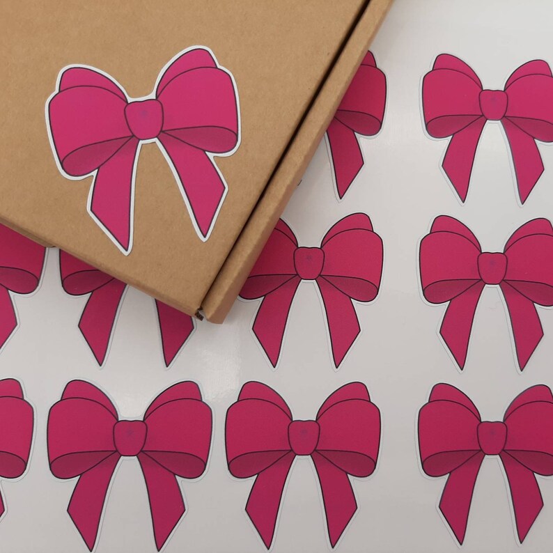 Die cut bow sticker. Personalised Cute happy post happy mail | Etsy