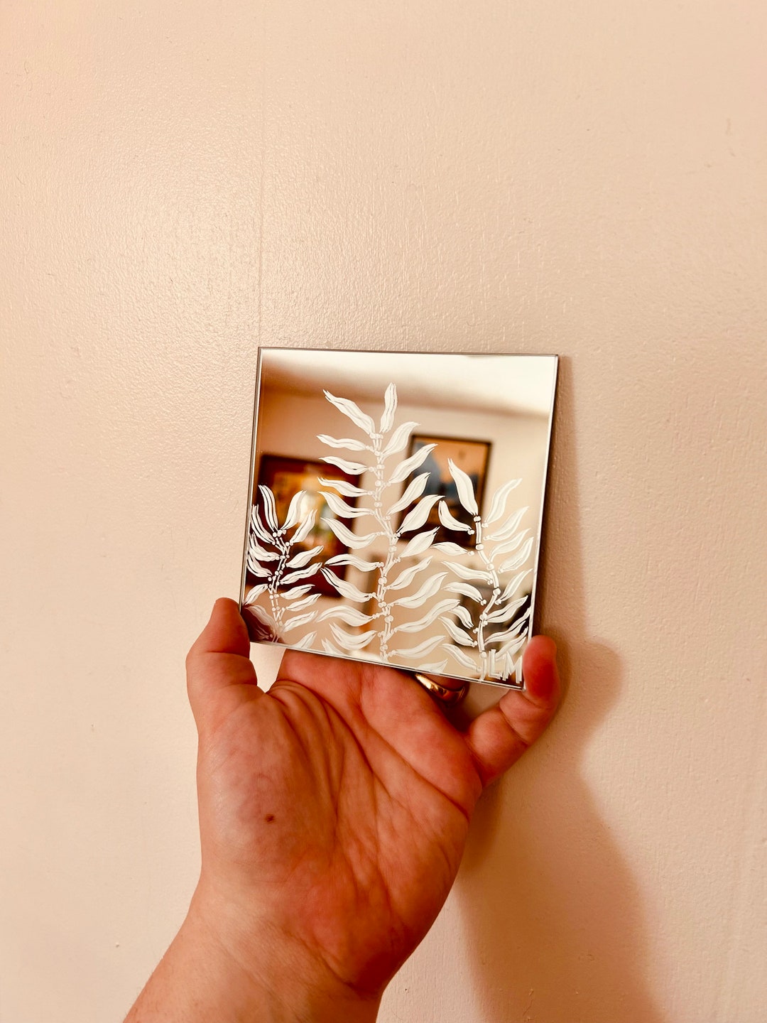 Ocean Kelp Sea Mini Square Glass Mirror by Leah Mckinney Art, Small ...