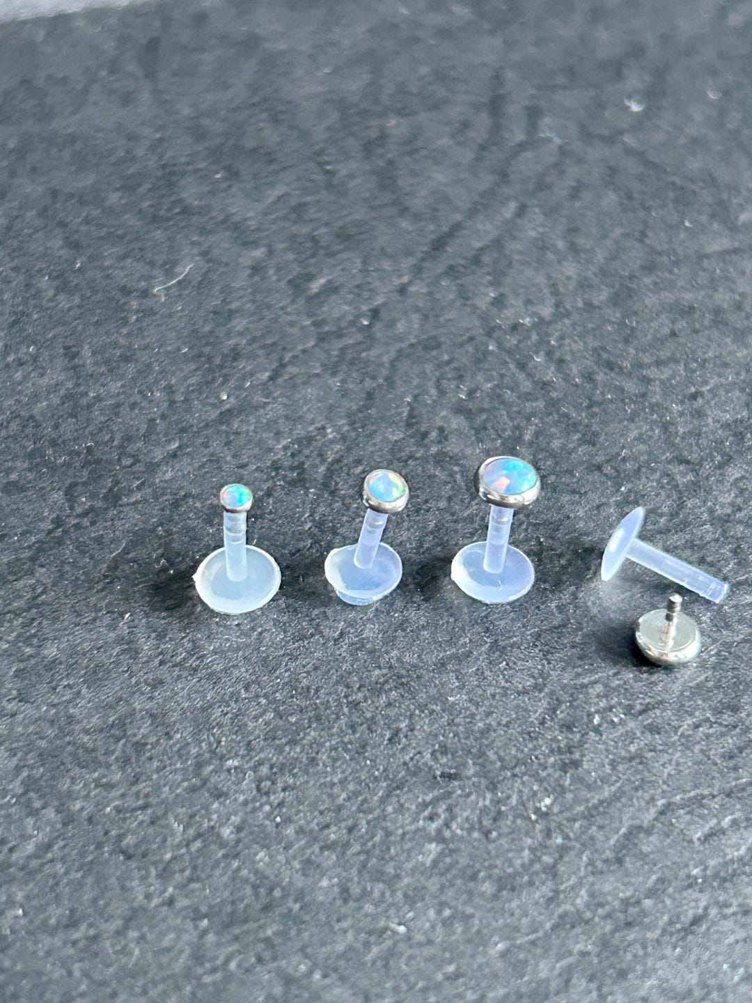 1 PC -16g - Man Made Opal Bio-flex Push Fit Labret Retainers - Etsy
