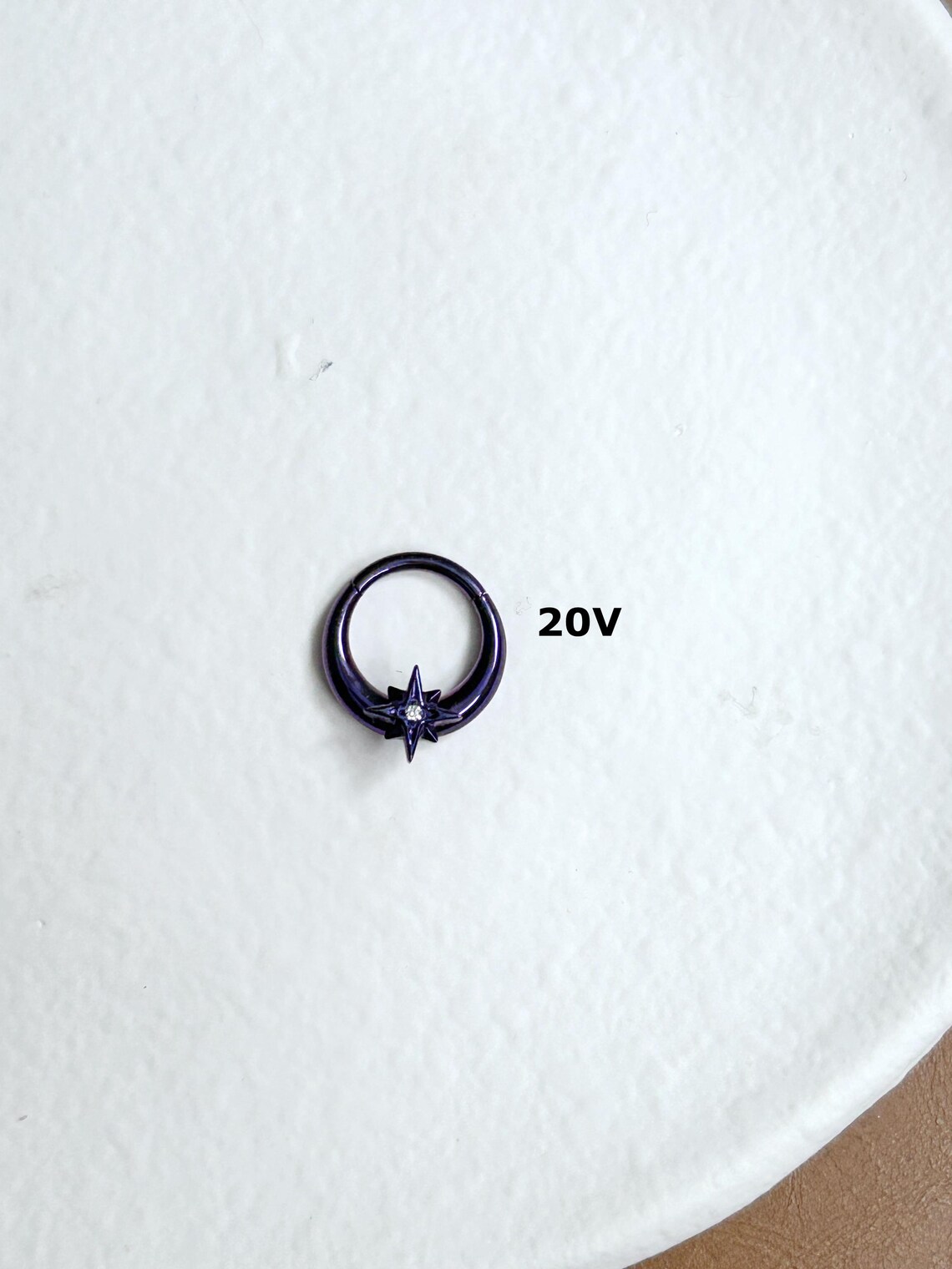 1 PC- 16g Implant Grade Titanium Star Septum Clicker -dark Purple Daith ...