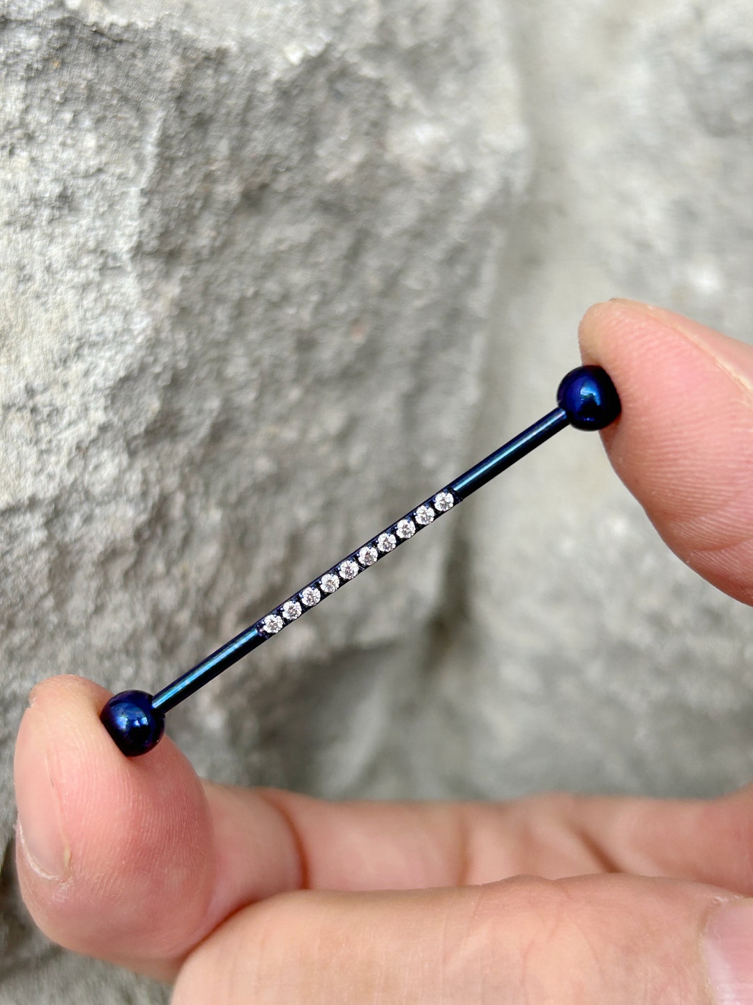 14g ‣ Anodized Titanium Industrial Barbell • Externally Threaded • 22v ...